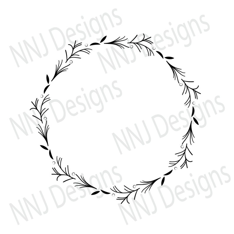 Laurel Wreath SVG Round Circle Monogram Frame Leaves Cricut - Etsy