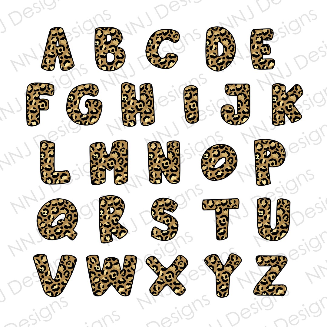 Leopard Alphabet PNG Cheetah Letter Sublimation Designs 26 Capital ...