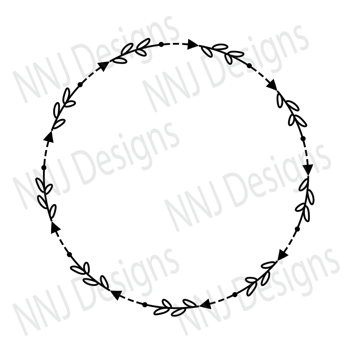 Circle Arrow SVG Leaf Wreath Round Monogram Frame Silhouette - Etsy