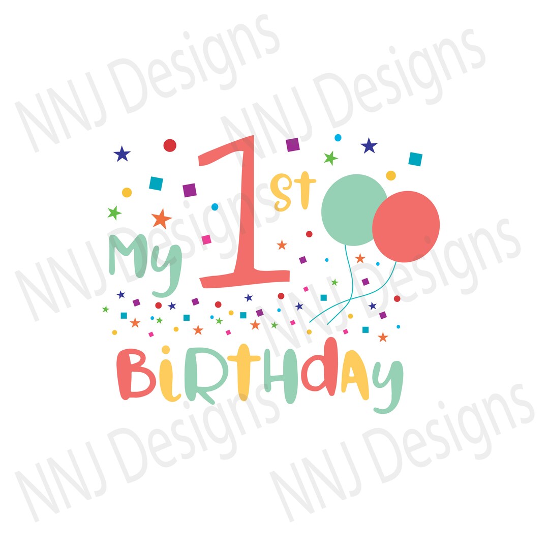 My 1st First Birthday SVG One Year Old Balloons Party Boy Girl Kids ...