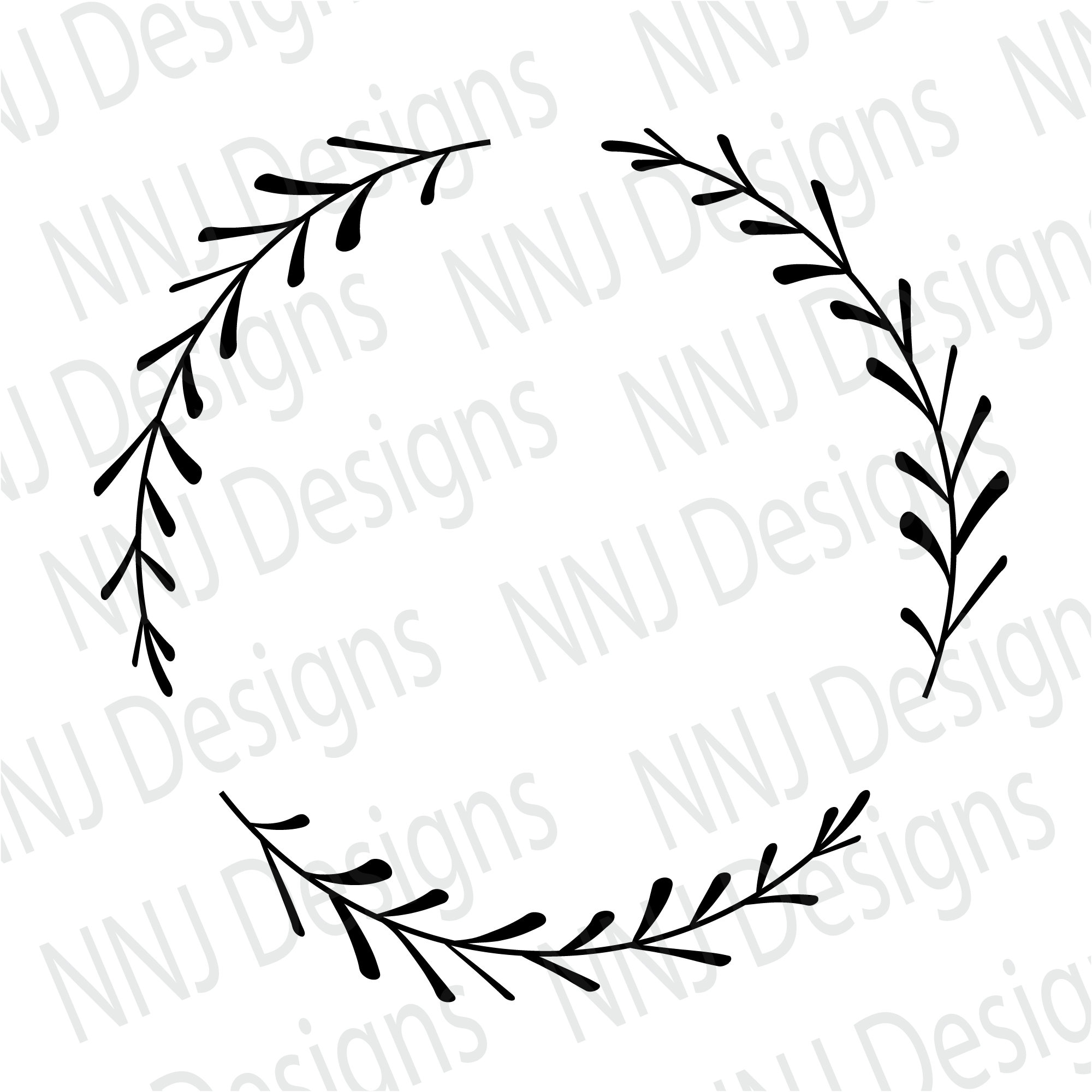 Laurel Leaf Wreath SVG Circle Leaves Frame Round Monogram Cut - Etsy