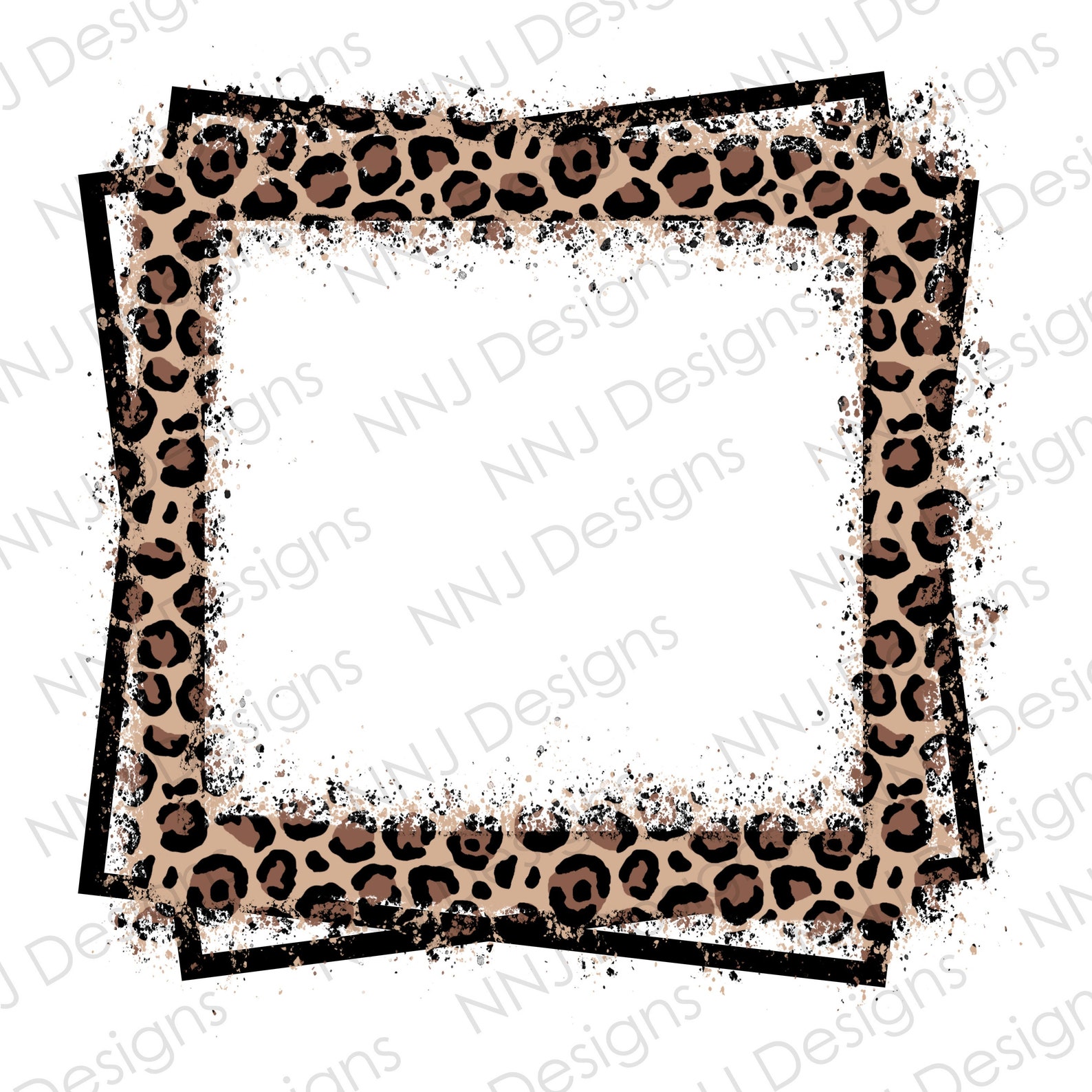 Leopard Print Splatter Frame Png Sublimation Designs Square Etsy