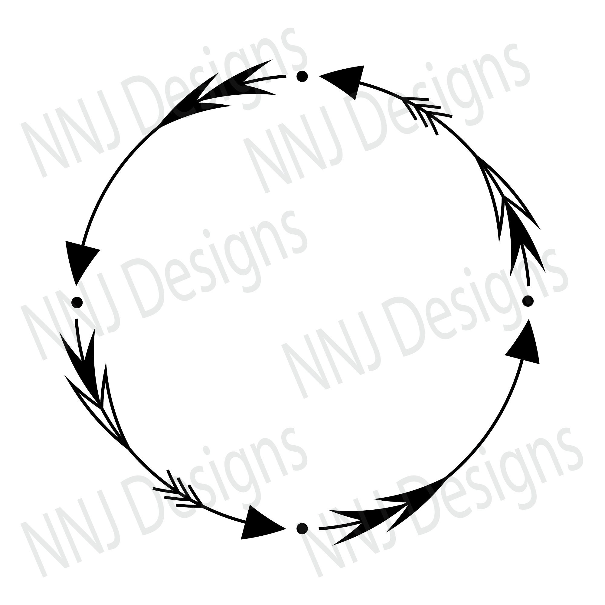 Circle Arrow Wreath SVG Round Monogram Frame Silhouette Cricut | Etsy