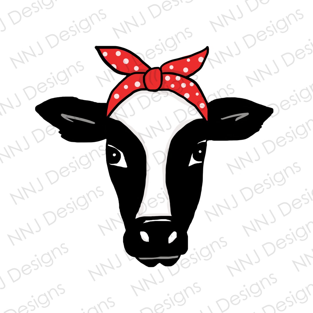 Cow With Red Bandana PNG Cow Head Sublimation Designs Digital Download ...