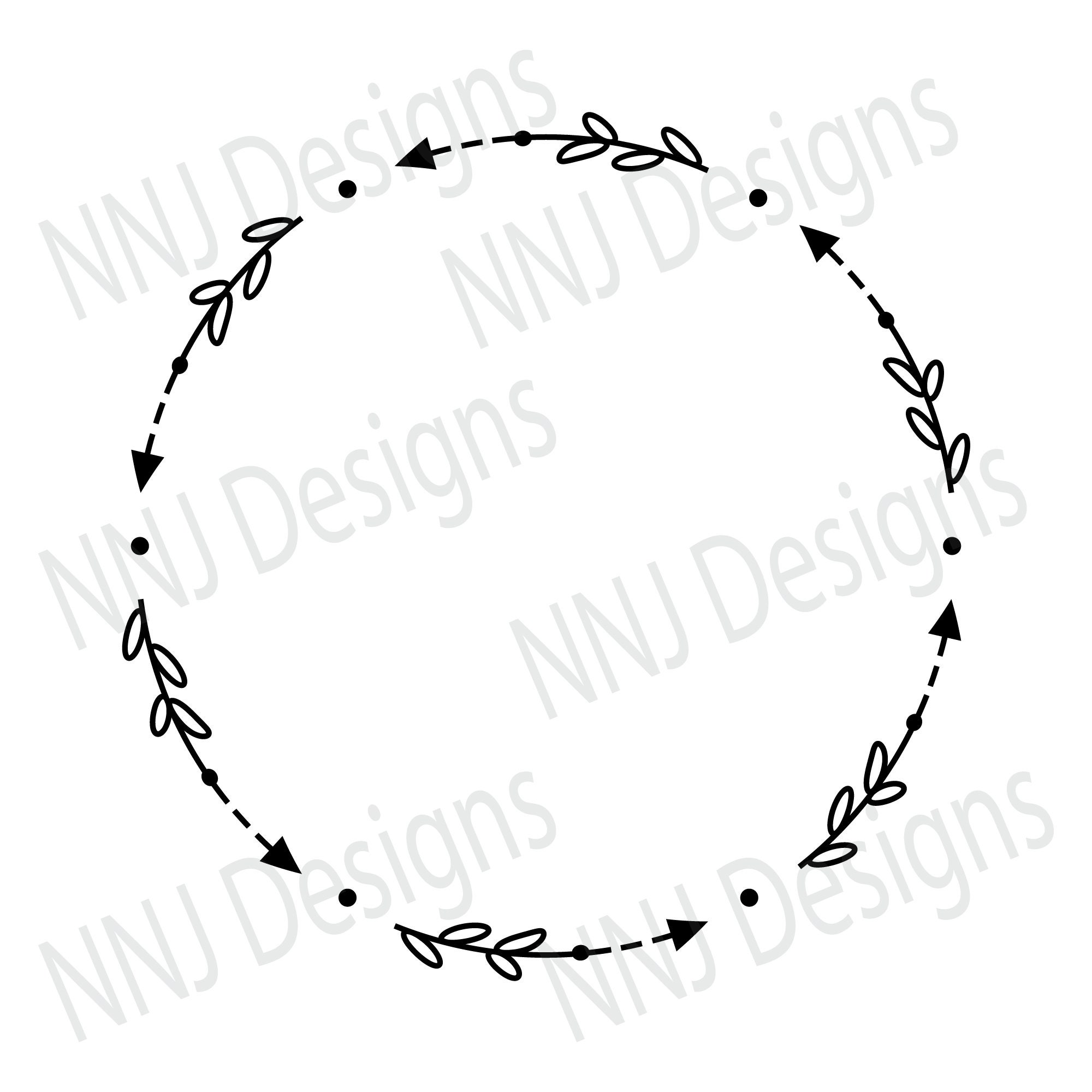 Circle Arrow Wreath SVG Round Monogram Frame Silhouette Cricut - Etsy