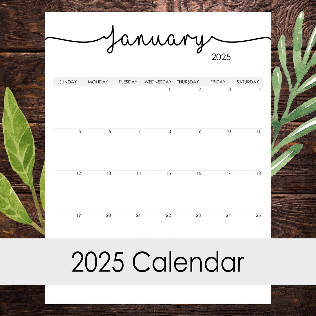 2025 Calendar Printable 12 Months Vertical Layout Desk Wall Art ...