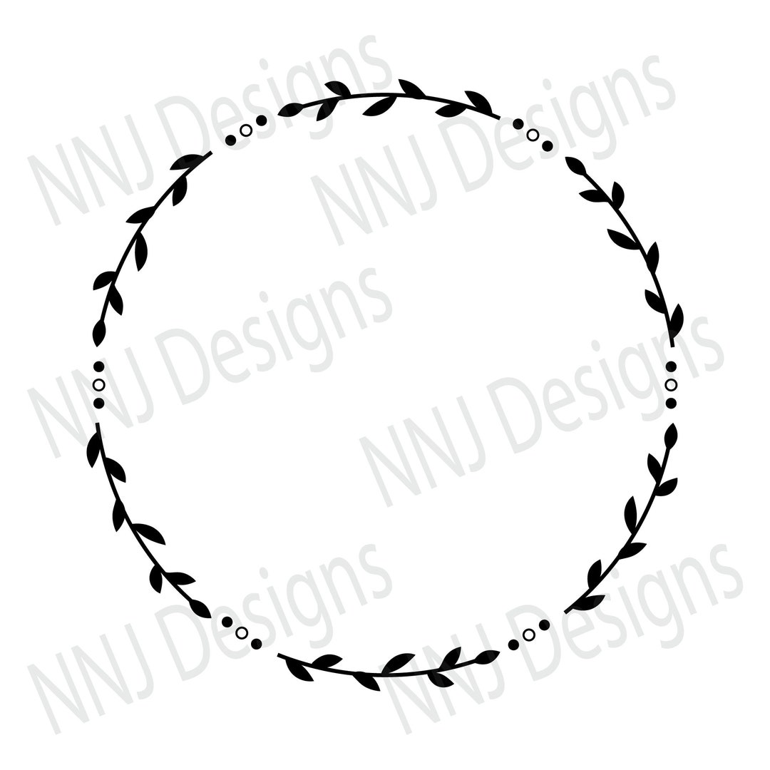 Laurel Leaf Wreath SVG Round Circle Leaves Monogram Frame Floral ...