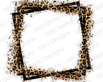 Leopard Print Splatter Rectangle Frame PNG Sublimation Designs | Etsy