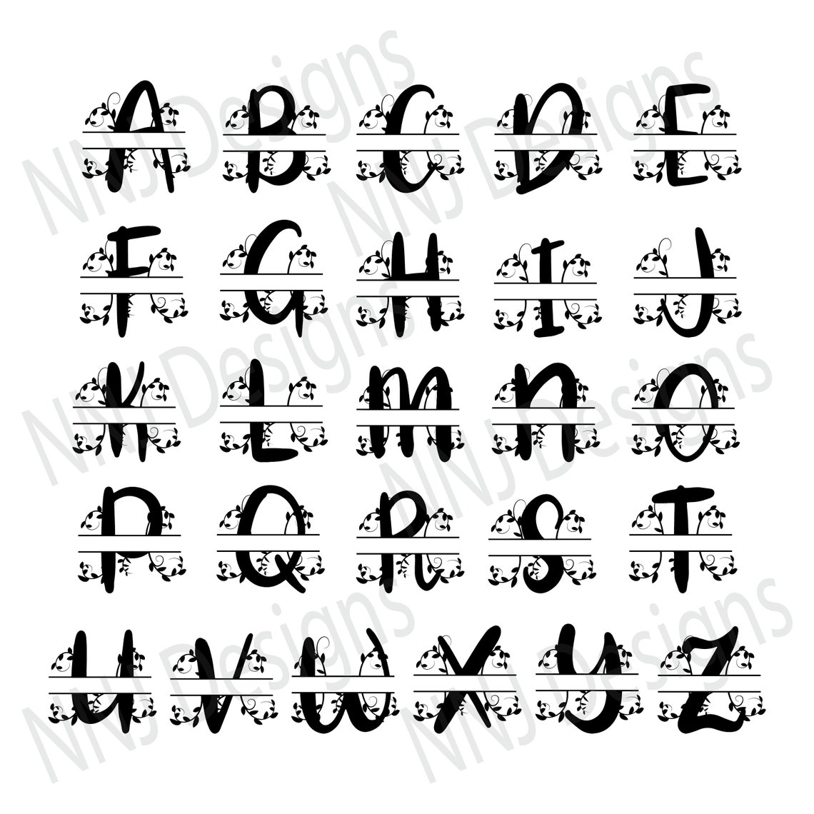 Full Alphabet SVG Split Monogram Letters Wedding Calligraphy - Etsy