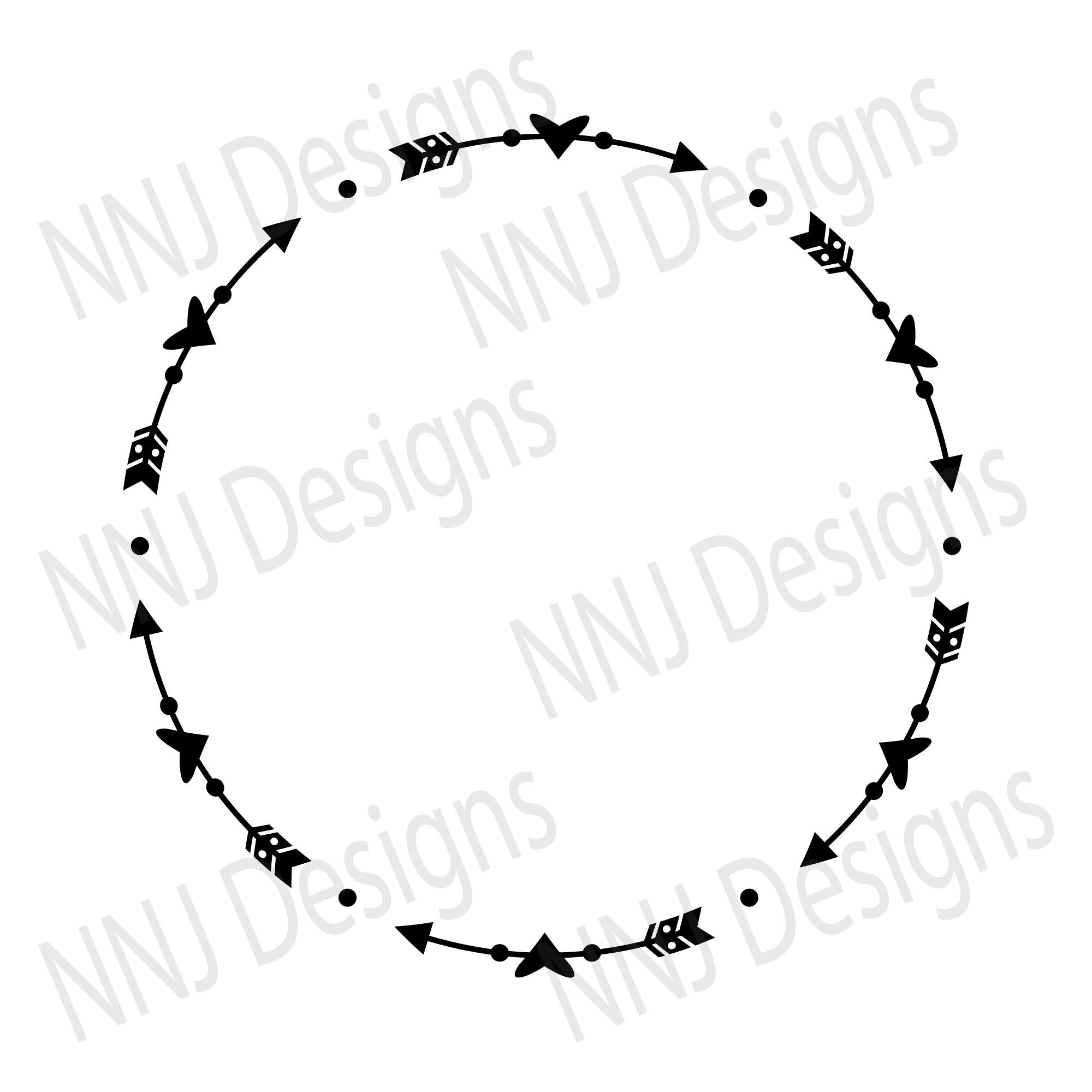Circle Arrow Wreath SVG Round Monogram Frame Silhouette Cricut - Etsy