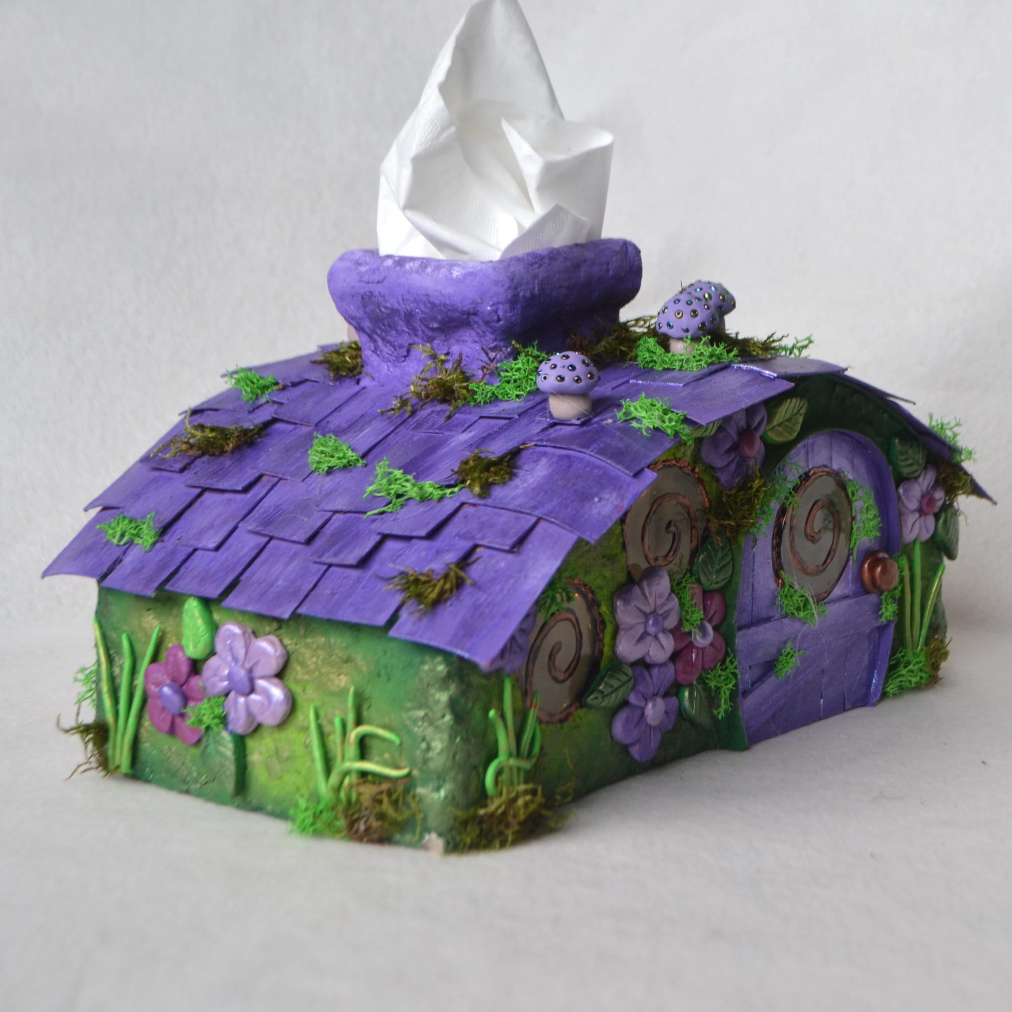 Purple Fairy House Handmade Tissue Box Cover Tissue Cover | Etsy