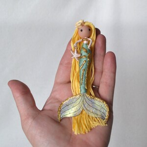 Golden Mermaid Doll, Fairy Doll, Tiny Mermaid Ornament, Beach Decor ...
