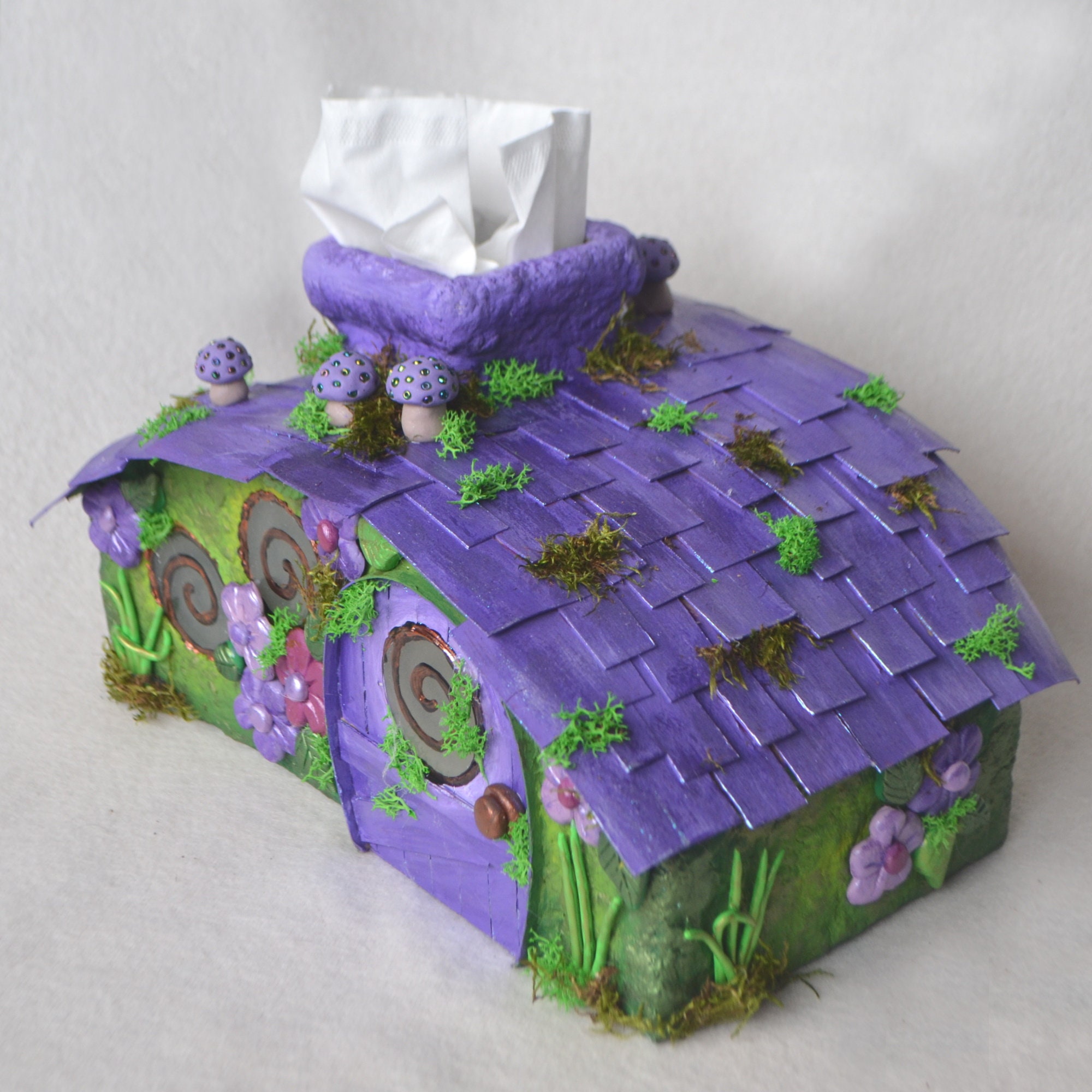 Purple Fairy House Handmade Tissue Box Cover Tissue Cover | Etsy