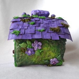 Purple Fairy House Handmade, Tissue Box Cover, Pagan Décor, Fairy ...