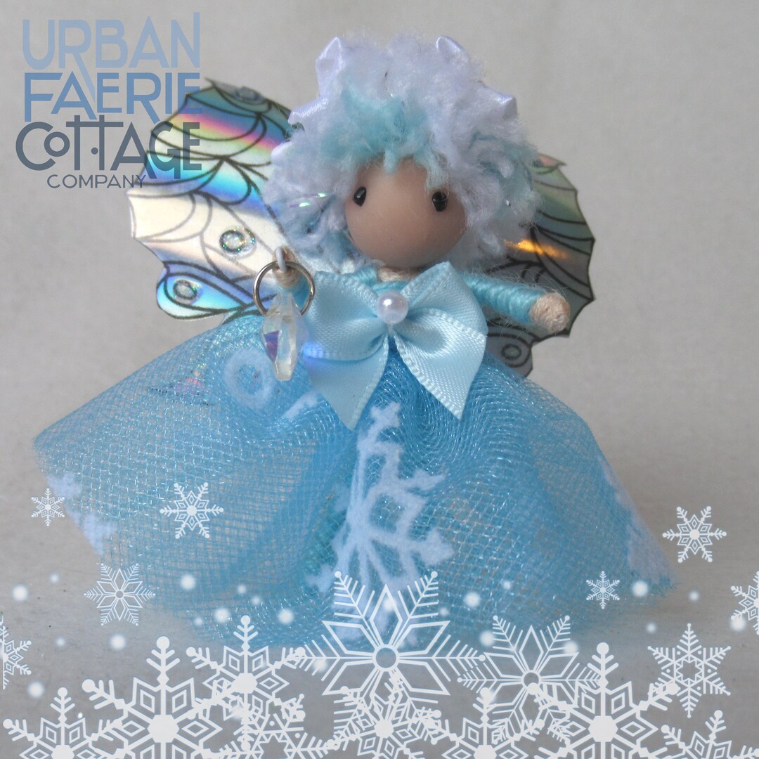 Crystal Snow Fairy, Blue Winter Fairy Doll, Mini Flower Fairy, Handmade ...