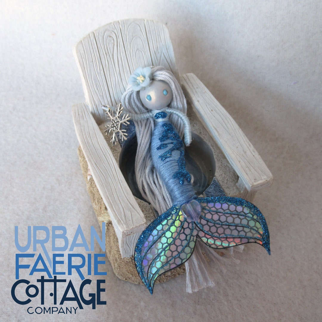 Frost Winter Blue Mermaid Doll, Fairy Doll, Tiny Mermaid Ornament ...