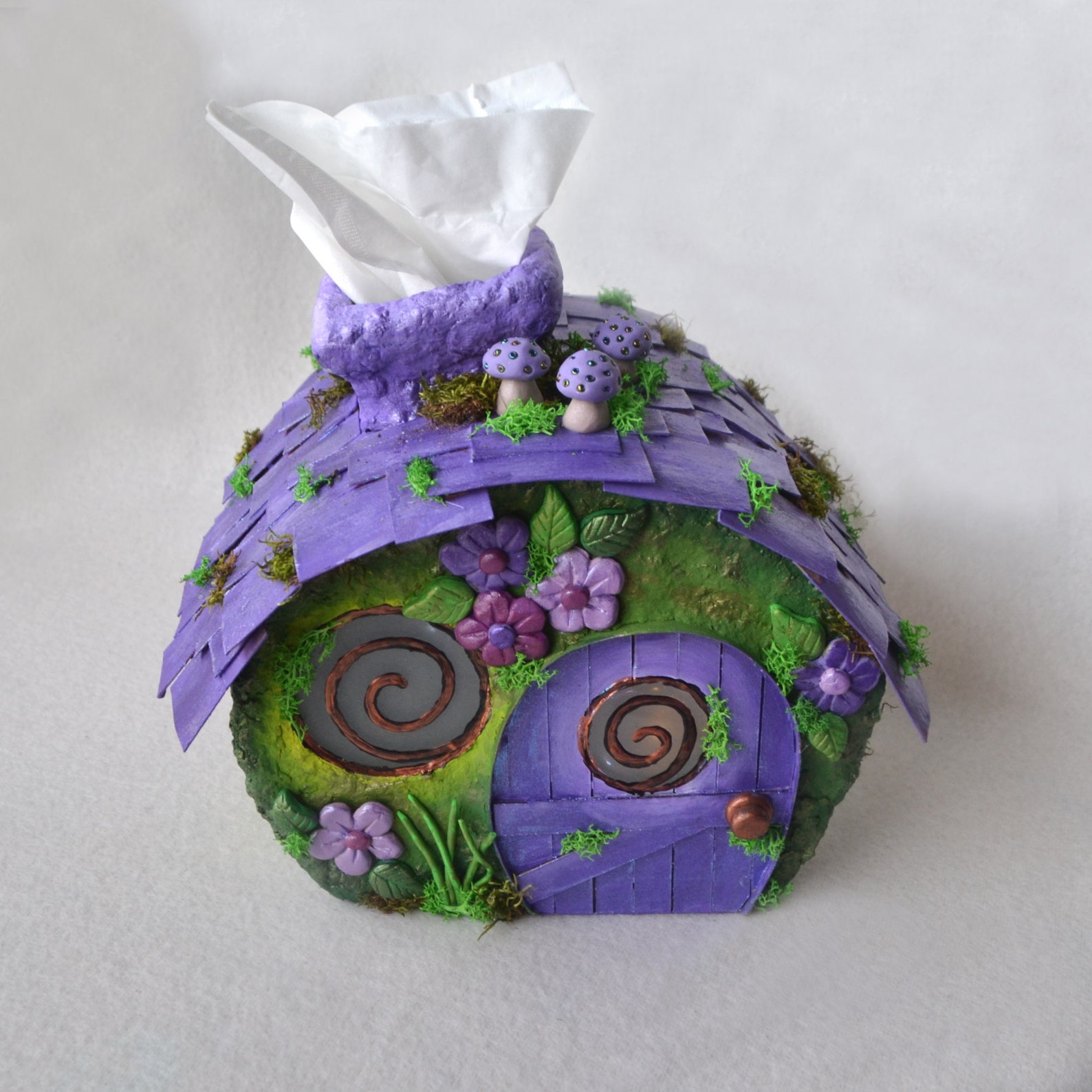 Purple Fairy House Handmade, Tissue Box Cover, Pagan Décor, Fairy ...