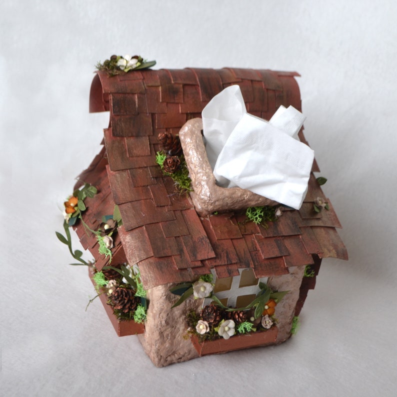 Fairy House Handmade, Pagan Décor, Tissue Box Cover, Rustic Fairy ...