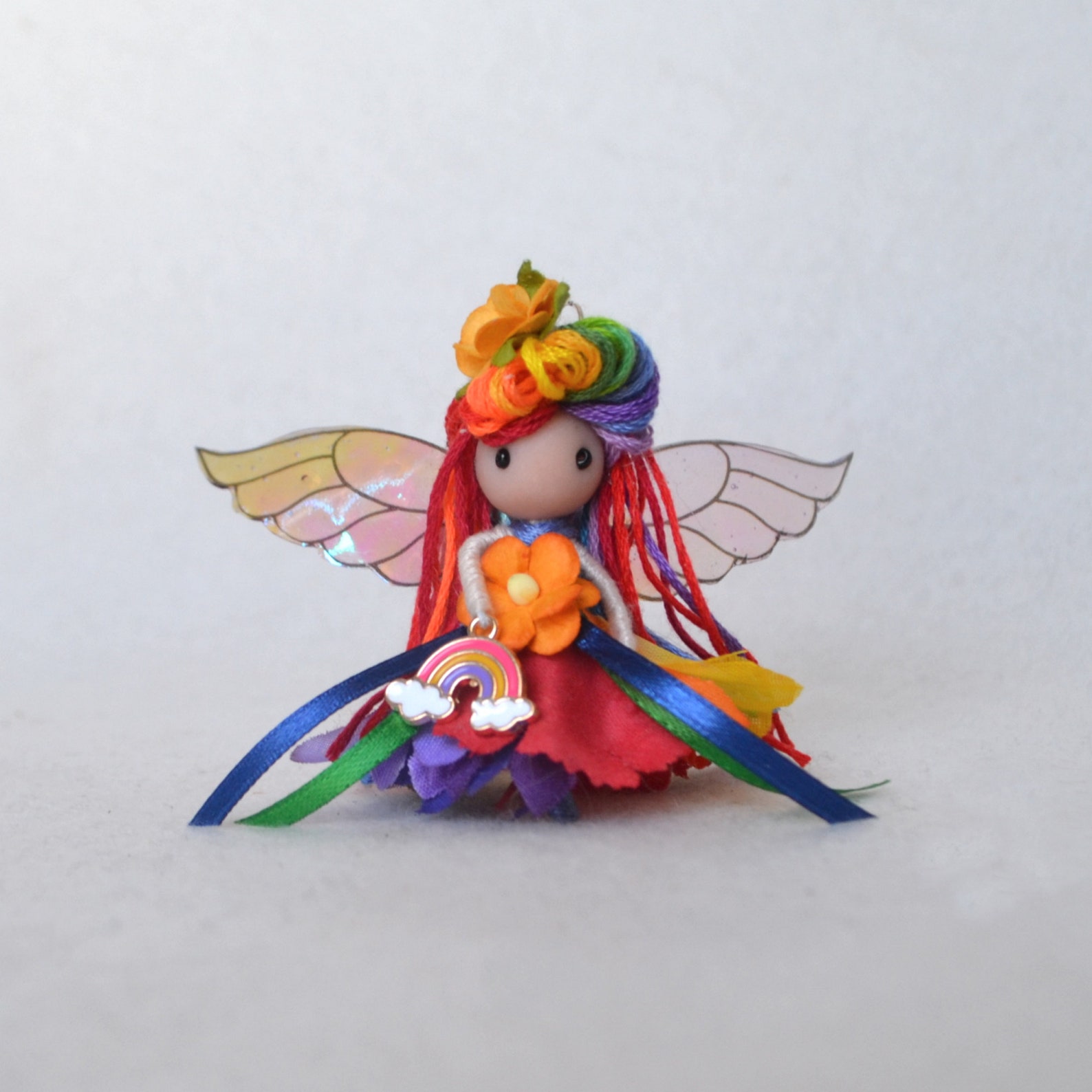 Fairy Doll, Mini Rainbow Flower Fairy, Handmade Doll, Flower Fairy ...