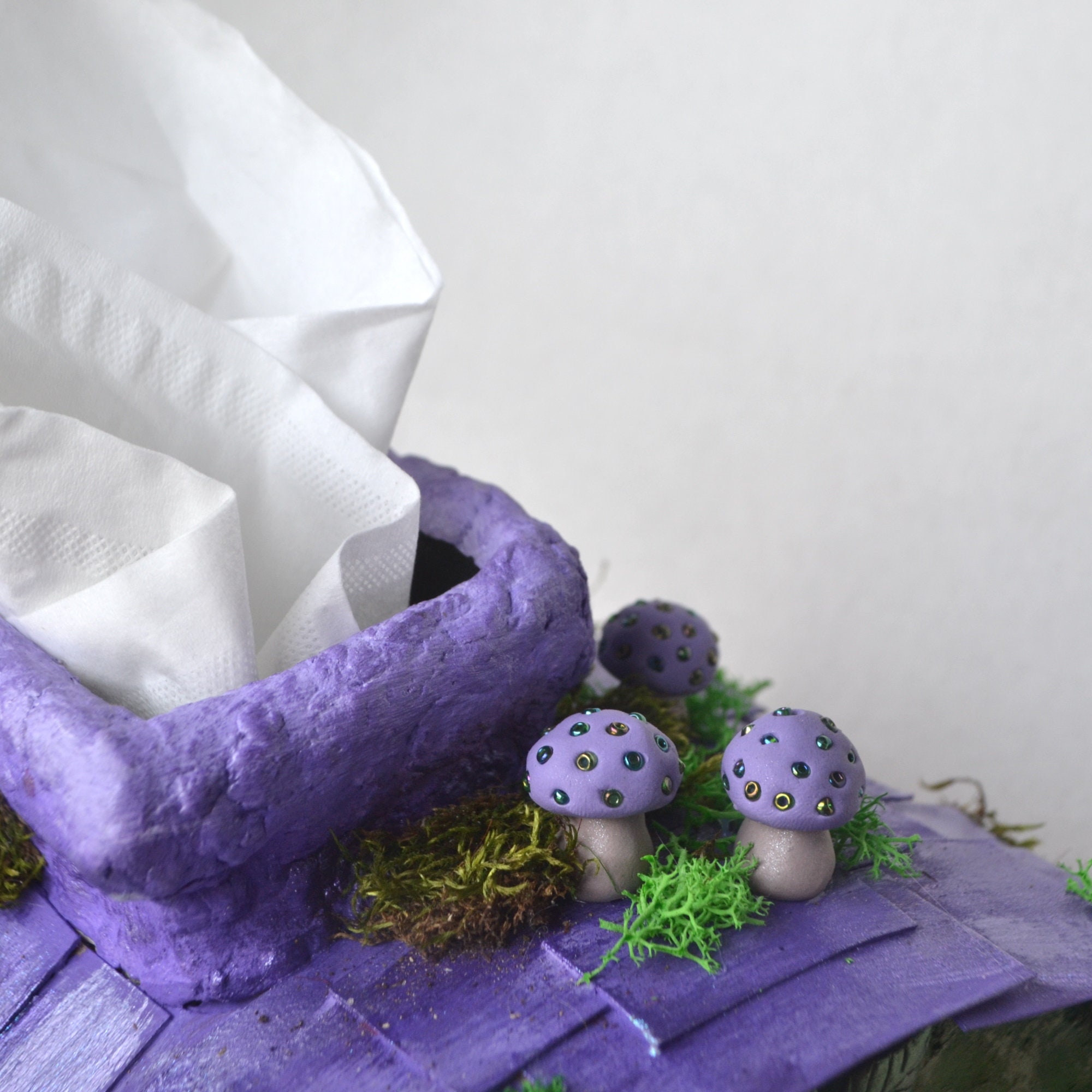 Purple Fairy House Handmade, Tissue Box Cover, Pagan Décor, Fairy ...