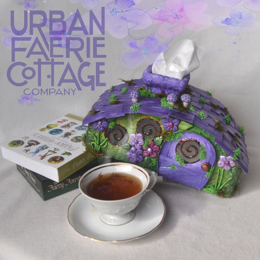 Purple Fairy House Handmade, Tissue Box Cover, Tissue Cover, Faerie ...