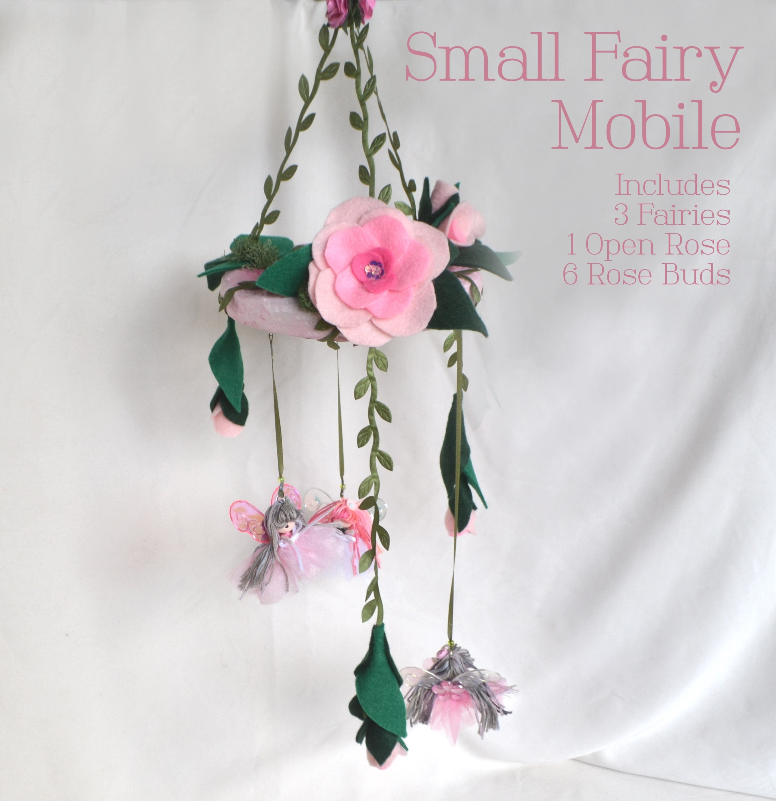 Baby girl mobile Pink Rose Flower Fairy Mobile mobile bebe | Etsy
