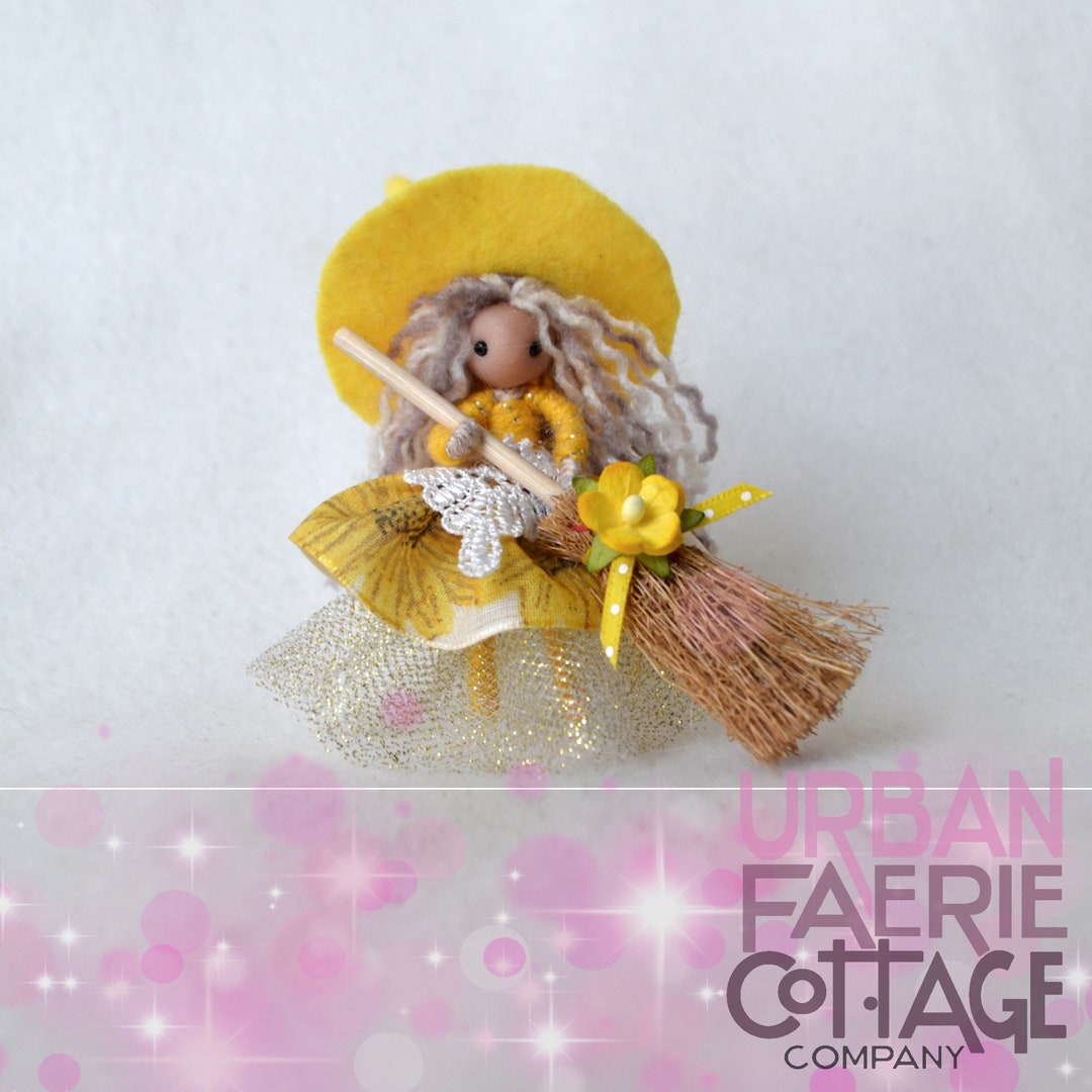 Ostara Witch, Spring Easter Yellow Witch Doll, Tiny Kitchen Witch ...