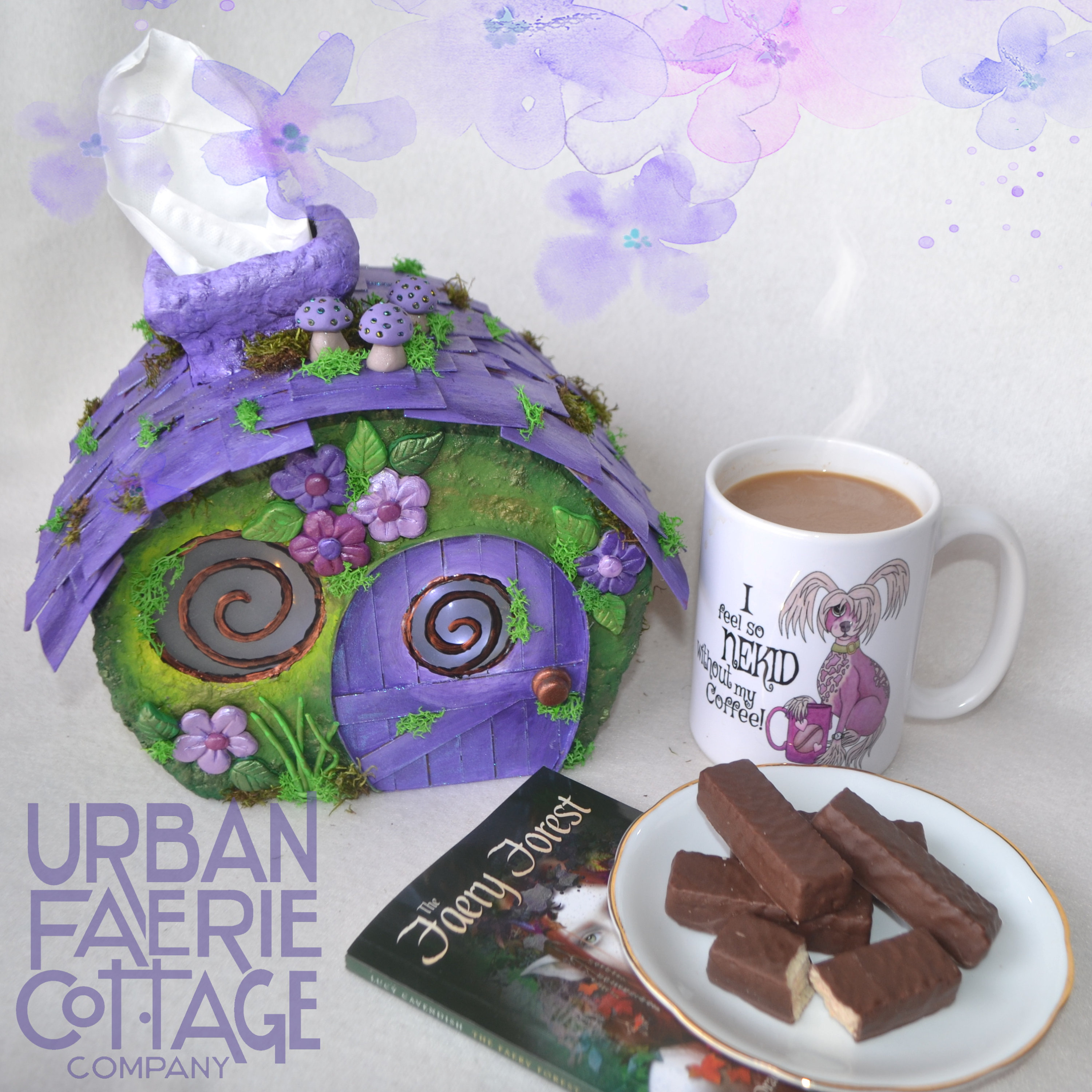 Purple Fairy House Handmade, Tissue Box Cover, Pagan Décor, Fairy ...