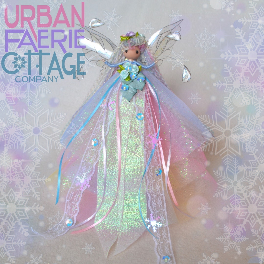 Snow Fairy Tree Topper, Handmade Fairy Doll, Snow Fairy, Flower Fairy ...