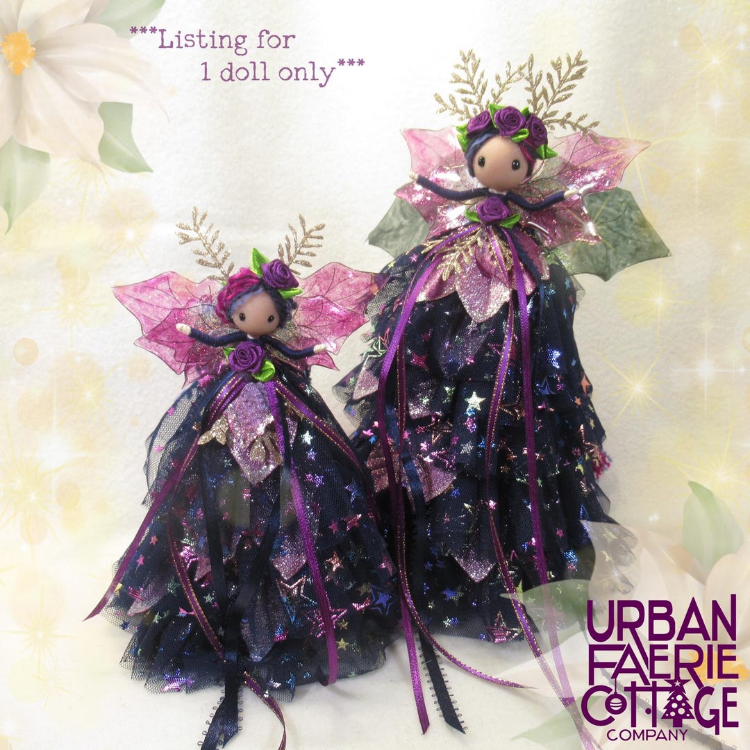 Navy/purple Fairy Tree Topper Yule Fairy Doll, Handcrafted Fairy Doll ...