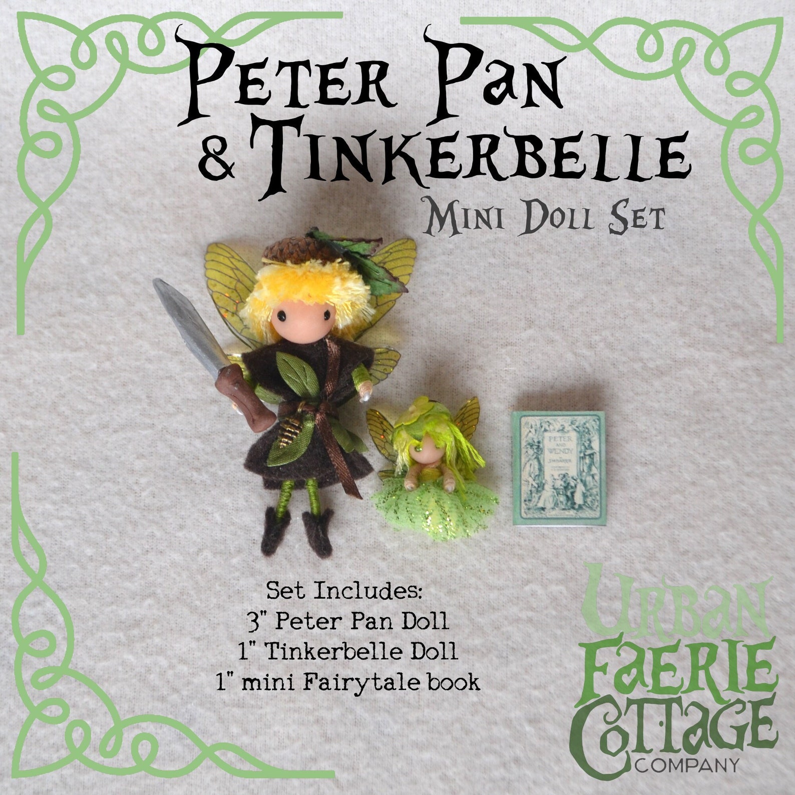 Peter Pan and Tinkerbell Fairytale Doll Set, Handmade Boy Flower Fairy ...