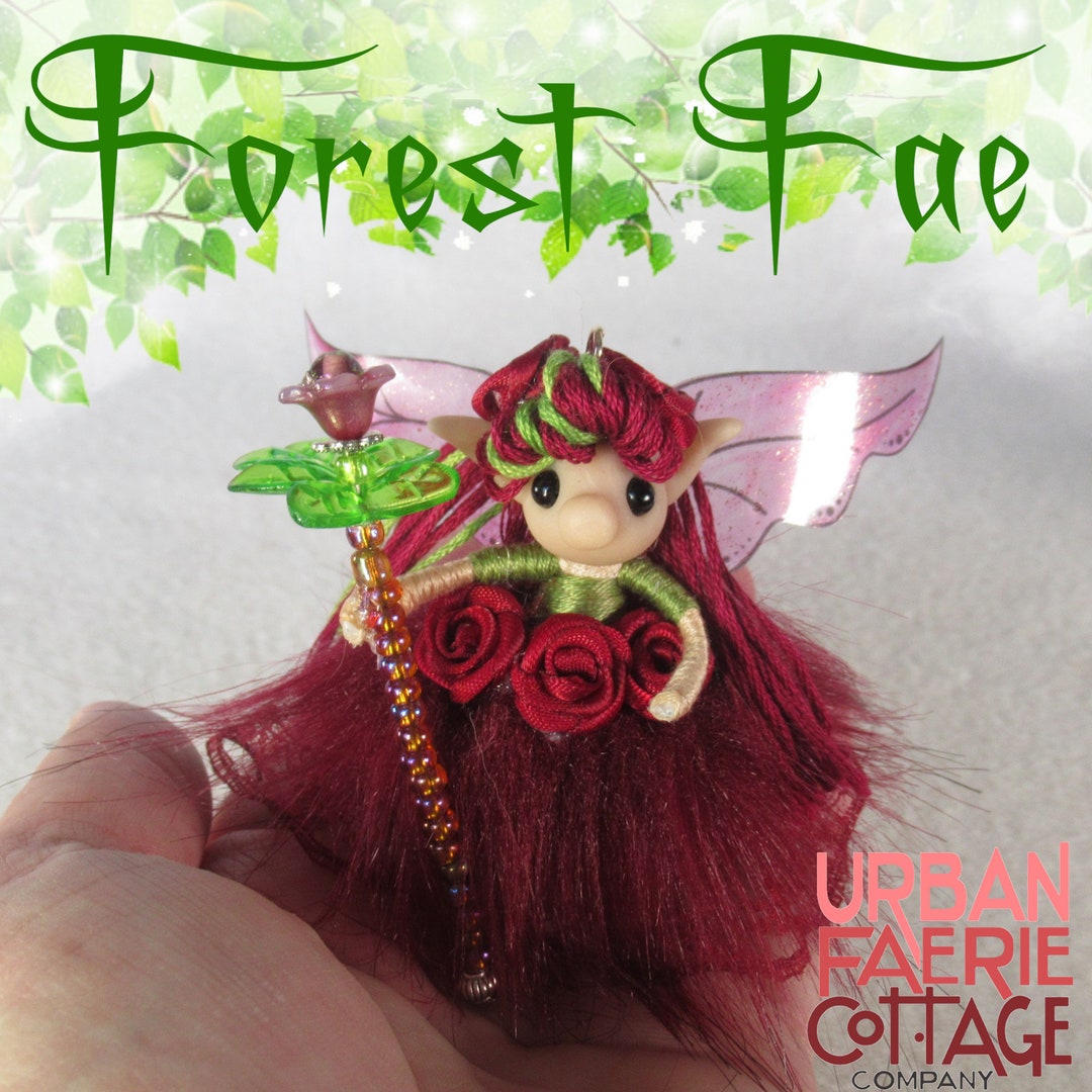 Mini Flower Fairy Forest Troll Doll, Handmade Flower Faerie Ornament ...