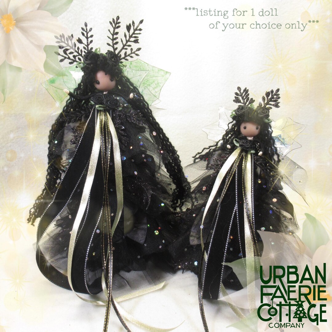 Goth Fairy Tree Topper, Black Yule Fairy Doll, Handcrafted Fairy Doll ...
