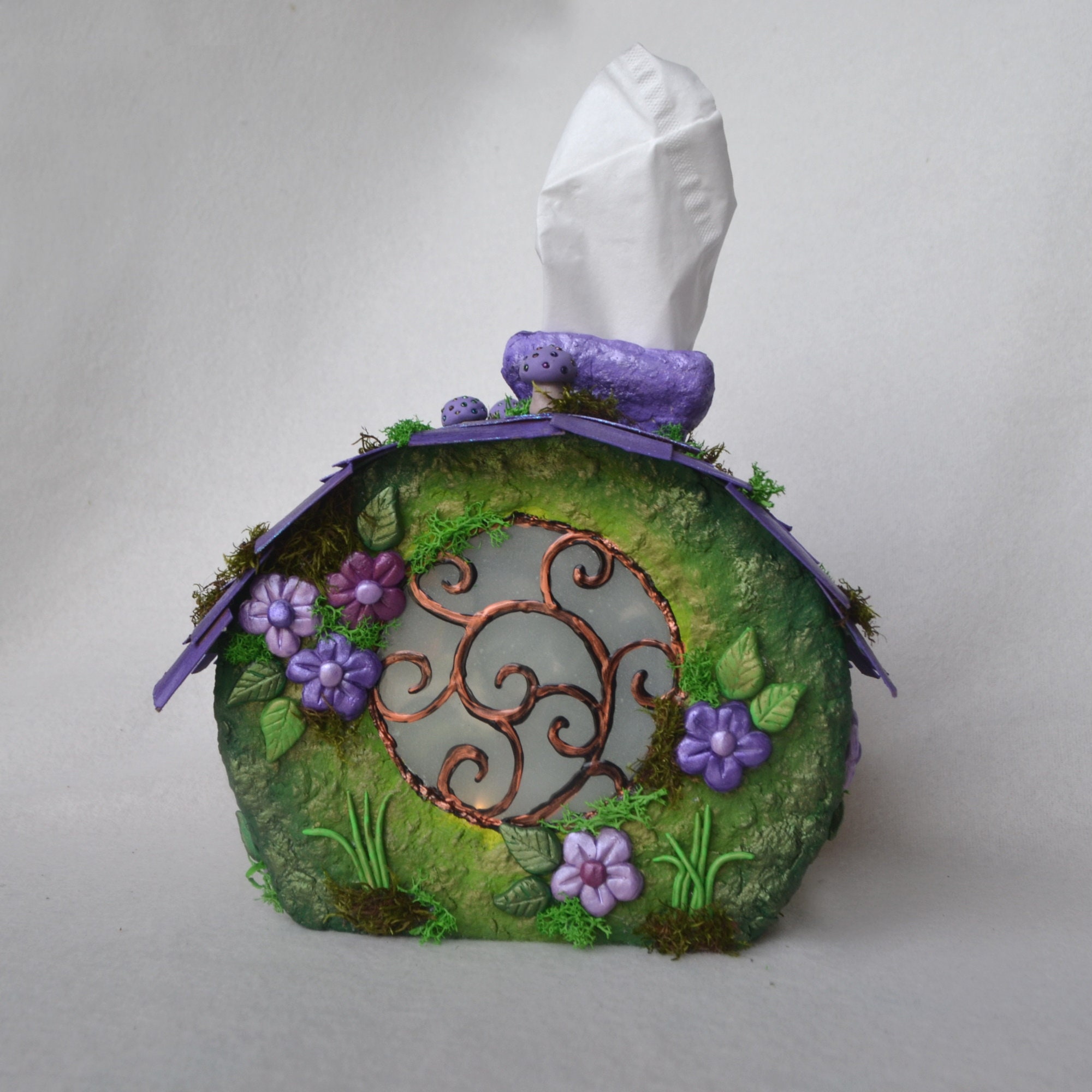 Purple Fairy House Handmade, Tissue Box Cover, Pagan Décor, Fairy ...