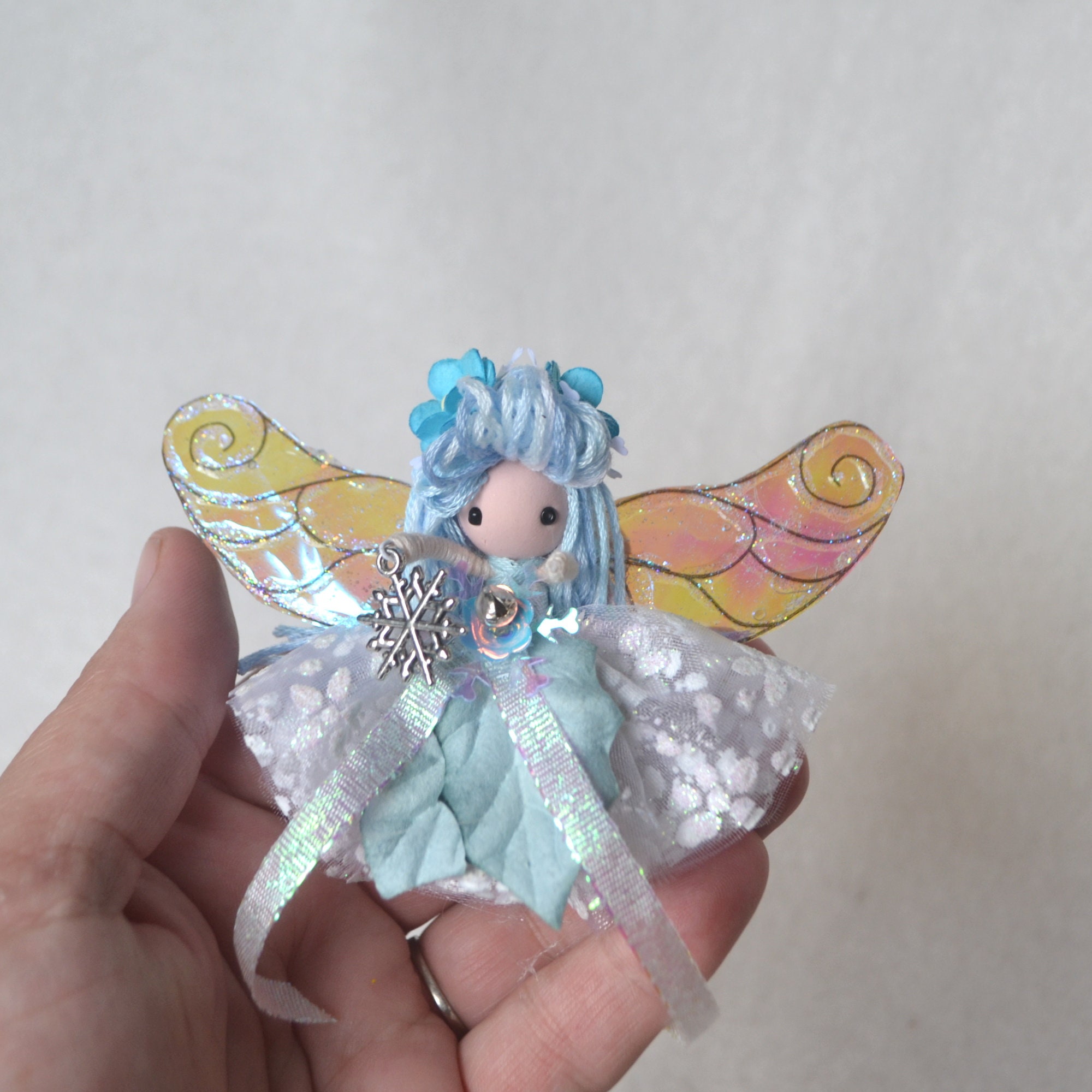 Snow Fairy Winter fairy doll Mini flower fairy handmade | Etsy