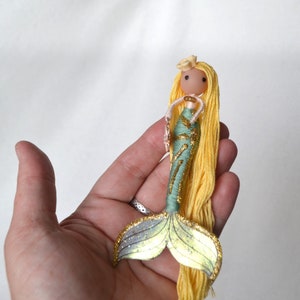 Golden Mermaid Doll, Fairy Doll, Tiny Mermaid Ornament, Beach Decor ...