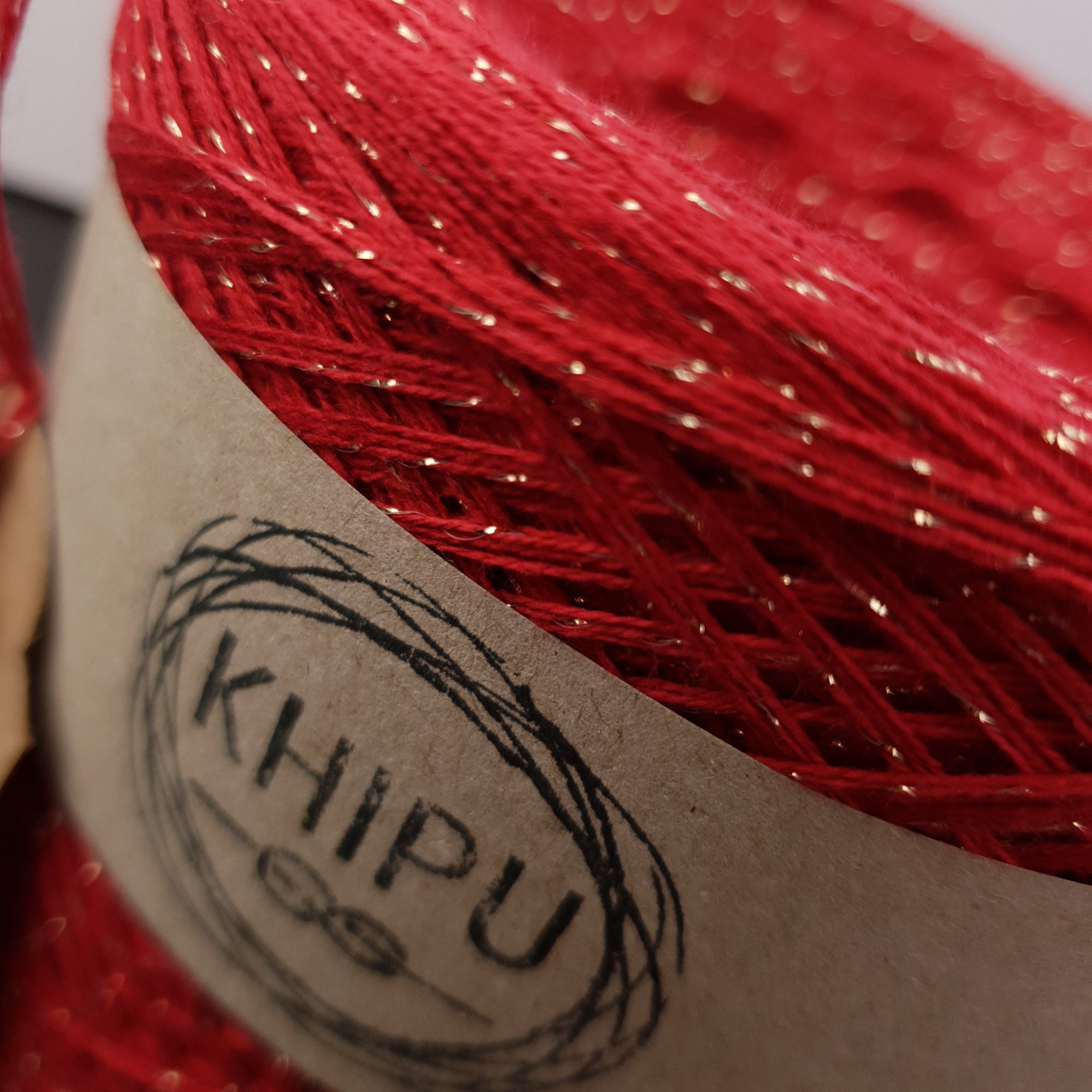 Red Yarn Cake With Golden Glitter Yarn With Golden Metallic - Etsy