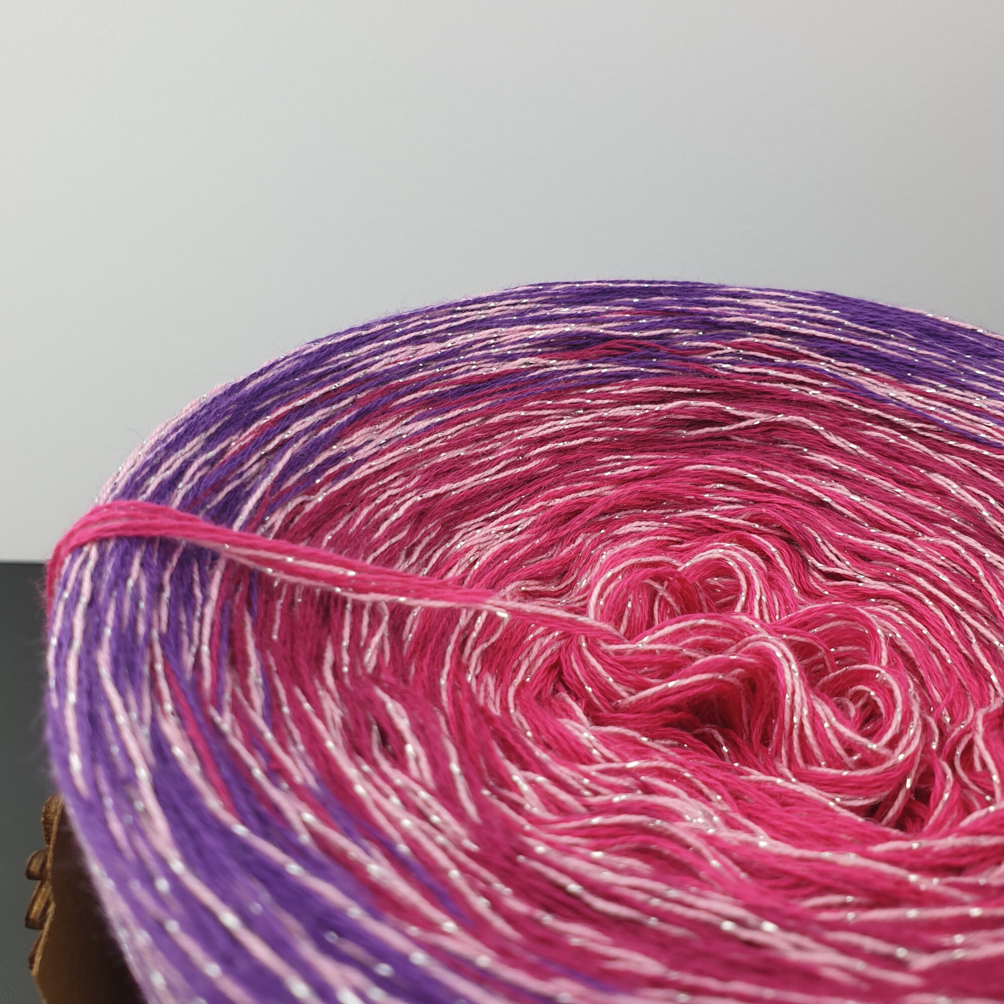 Gradient yarn cake cotton with metallic thread Purple | Etsy