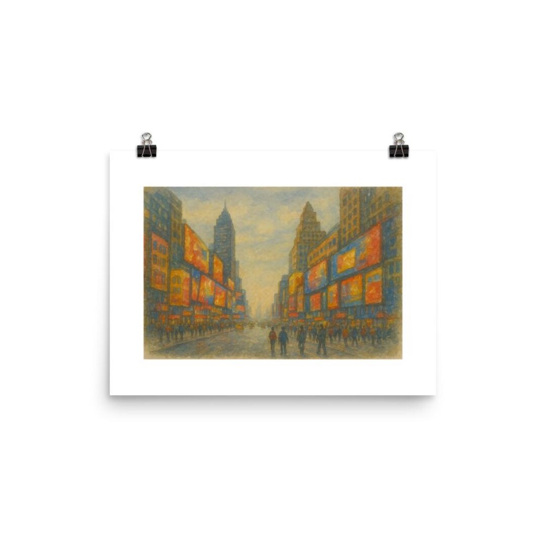 Times Square Watercolor Art Print: New York City Street View - Etsy
