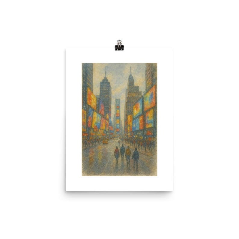 Times Square Watercolor Art Print: Vibrant NYC Cityscape - Etsy