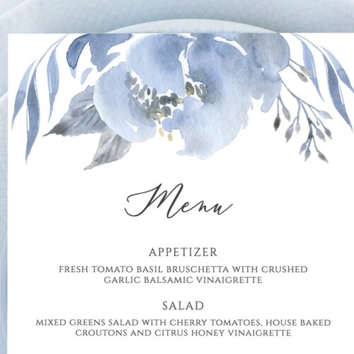 Wedding Menu Template Navy Blue and Blush Pink Floral Menu - Etsy