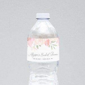 Alena - Water Bottle Labels Template, Bridal Shower Water Bottle Label ...