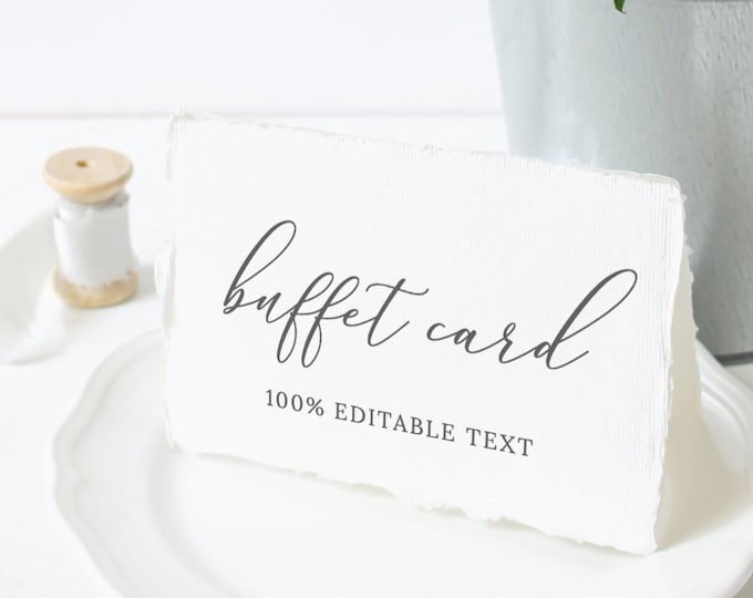 Modern Minimal Buffet Food Cards EDITABLE, Tented & Flat, Printable ...