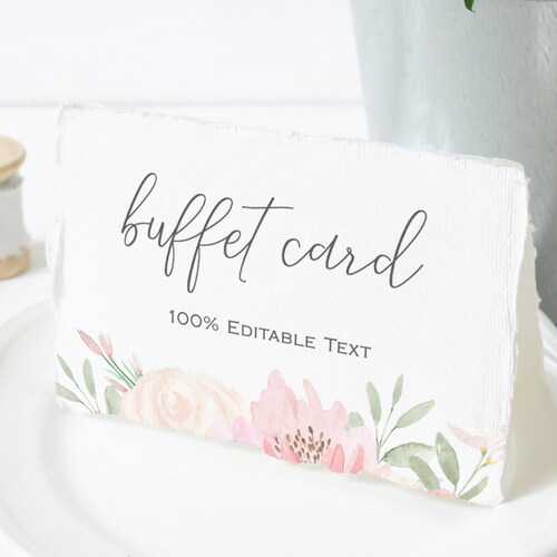 Pink Gold Floral Editable Buffet Labels Blush Greenery Food | Etsy