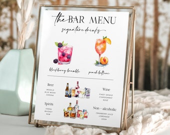 Bar Menu Template, Modern Editable Drink Menu Template, Minimalist ...