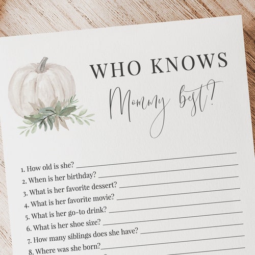 Who Knows Mommy Best Printable Baby Shower Game Would Mom - Etsy