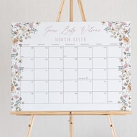 Pink Bow Baby Shower Due Date Calendar, Birth Date Sign, Baby Arrival ...