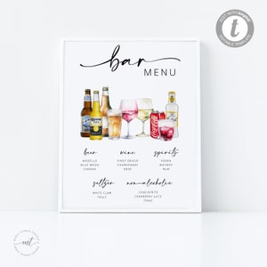 Bar Menu Template, Modern Editable Drink Menu, Printable Bar Menu, 3000 ...