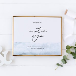 Cece Custom Wedding Sign Template, Watercolor Dusty Blue Wedding Sign ...