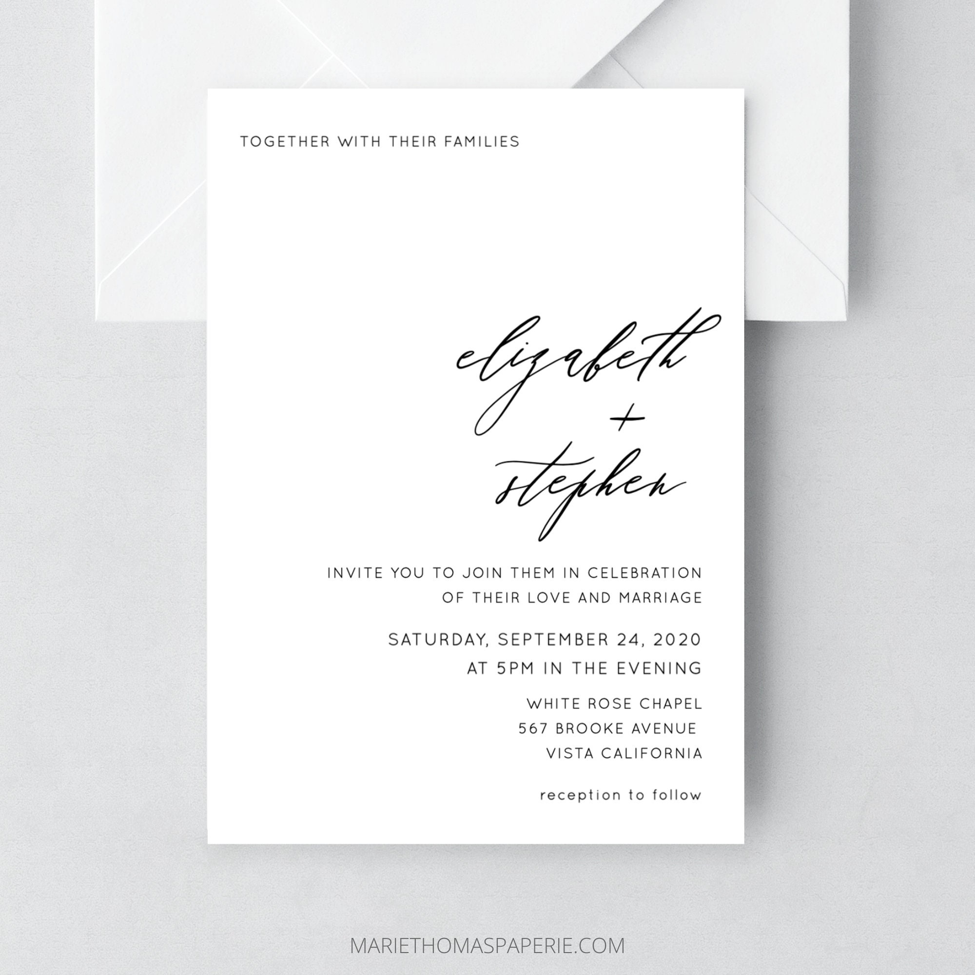 Elegant Wedding Invitation Template Download, Modern Minimalist Wedding ...